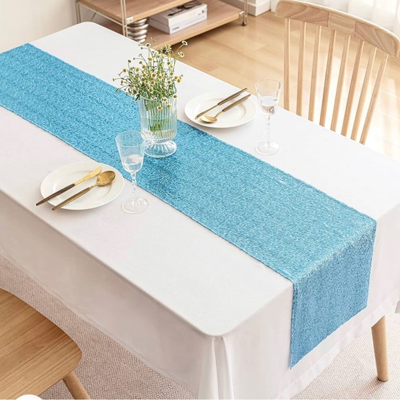 uyxh | Accessories | 2 X 72 Glitter Sparkle Blue Table Runner And You ...
